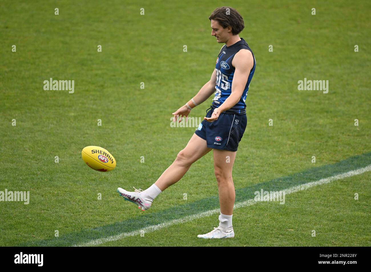 Gryan Miers of the Cats trains during a Geelong Cats AFL training ...