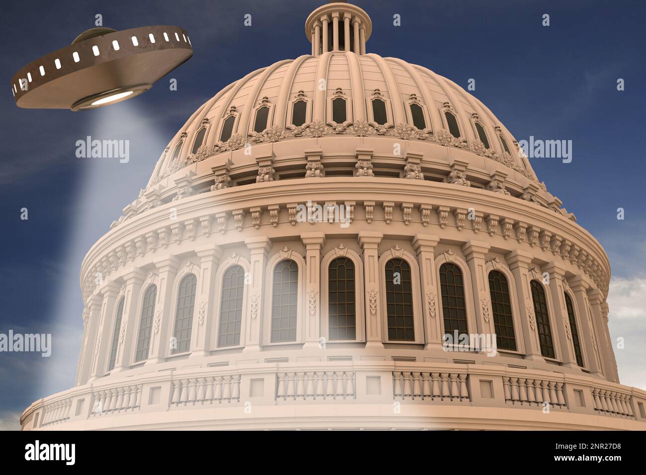UFO, unidentified flying object AND the dome of the Capitol USA 3D ...