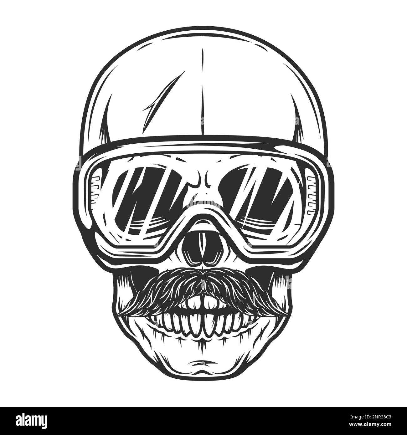 Hipster skull with mustache in glasses construction isolated on white ...