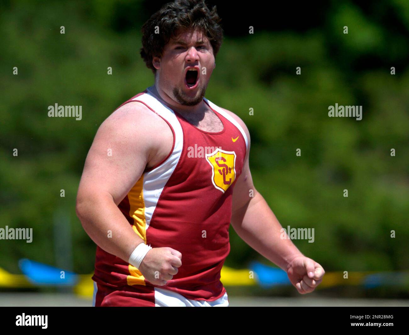 Noah Bryant of the University of Southern California celebrates after ...
