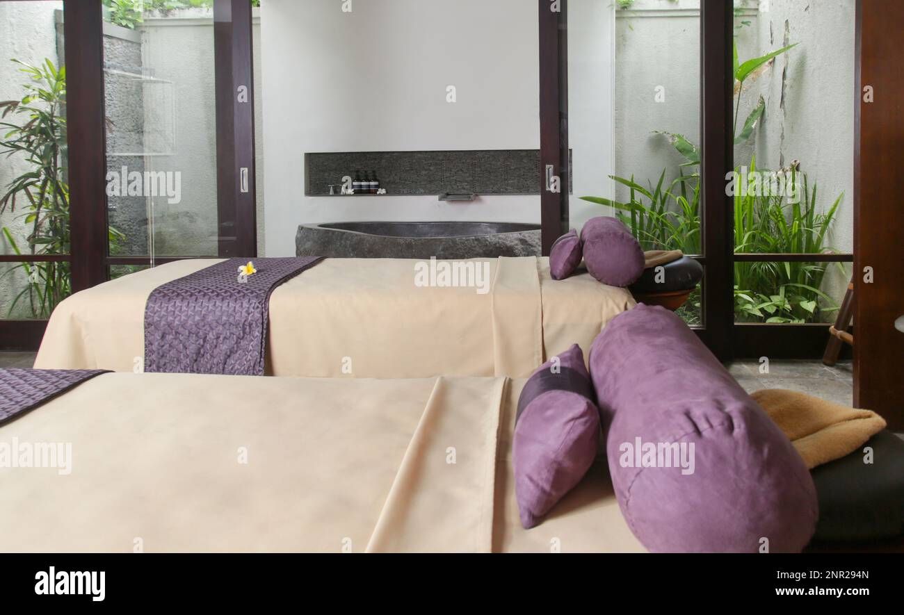 Interior of massage room in spa salon Stock Photo - Alamy
