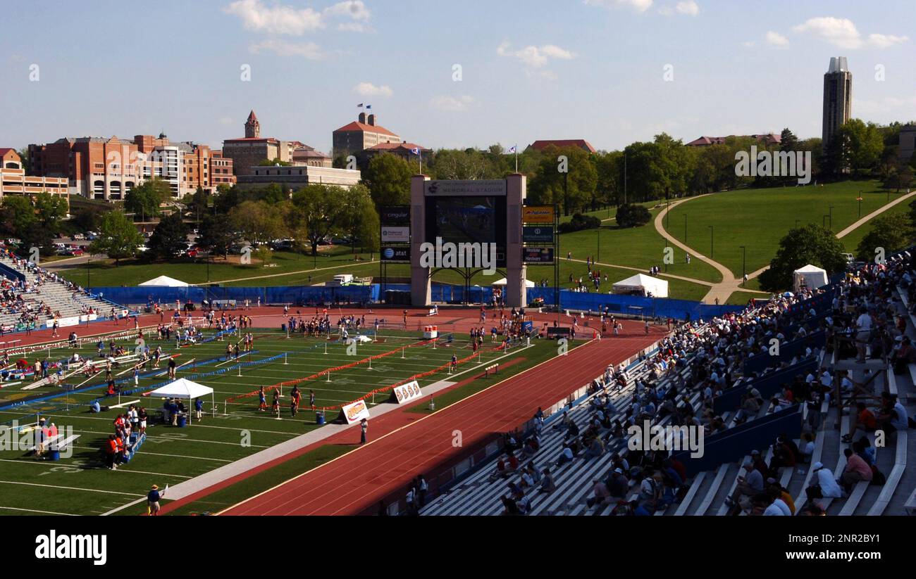 General view of Memorial Stadium during the 79th Kansas Relays in ...