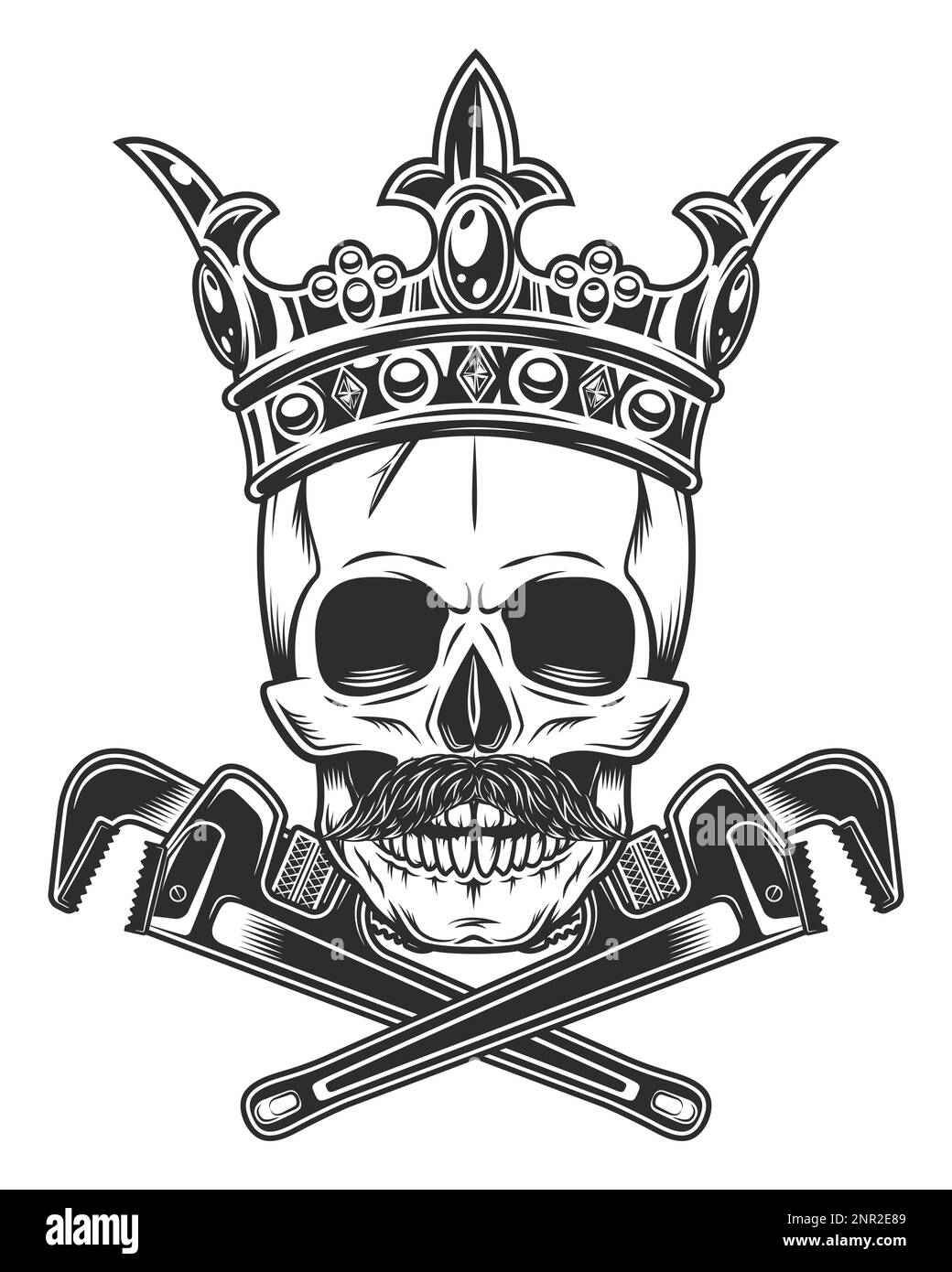 Skull And Pipe Wrench Tattoo