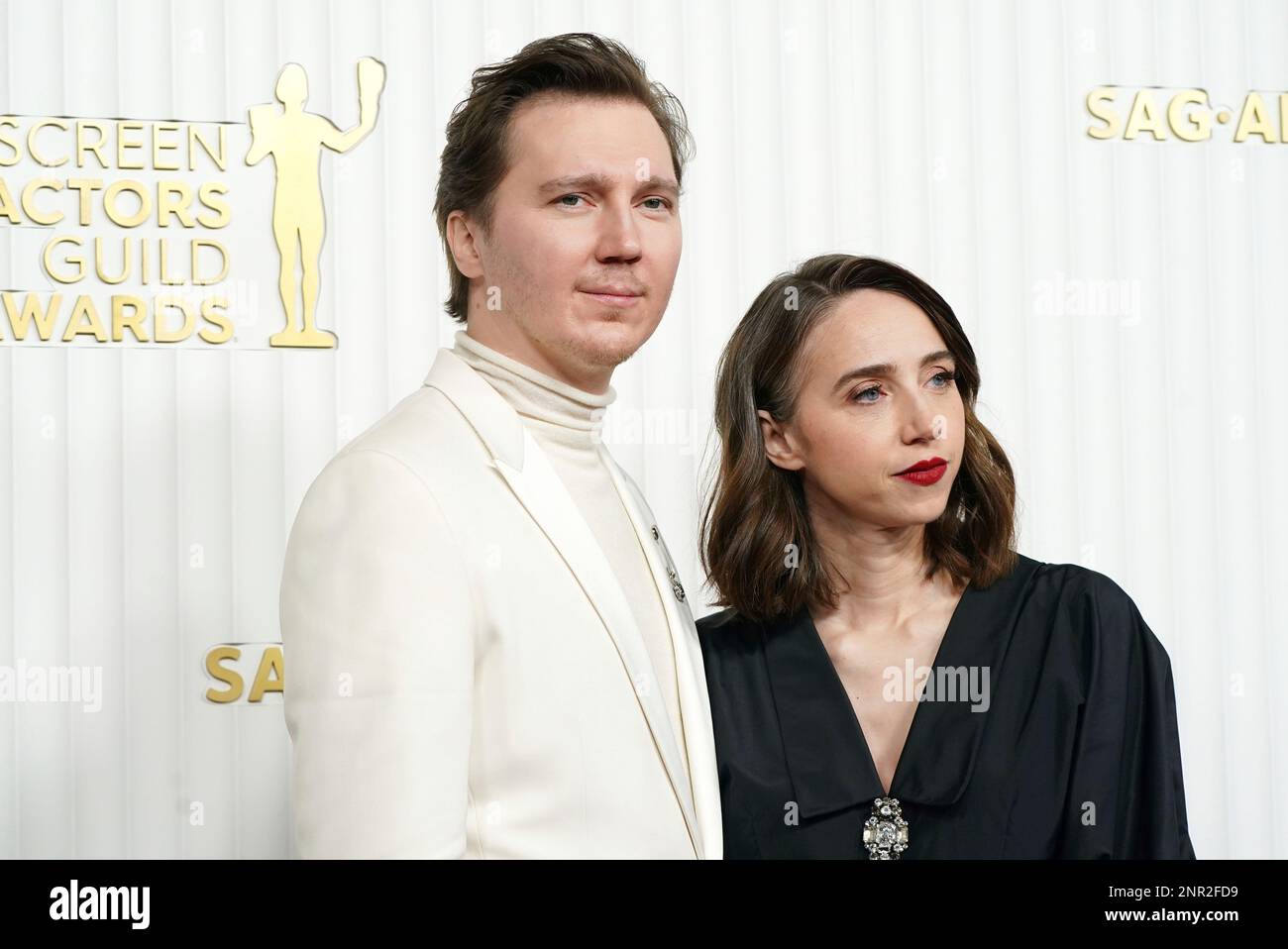 Paul Dano, left, and Zoe Kazan arrive at the 29th annual Screen Actors ...