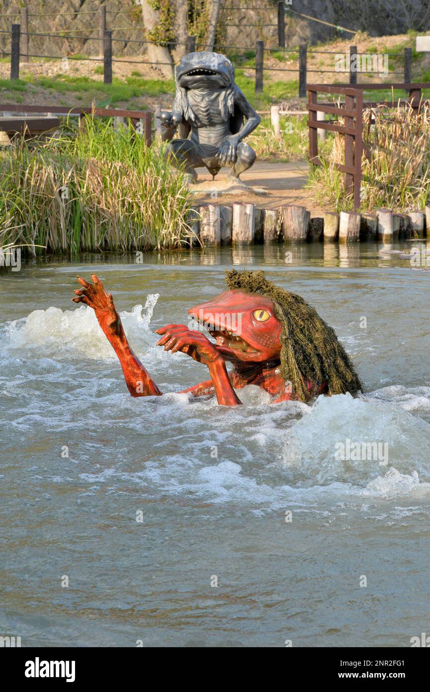 Kappa, a ghost character, is seen in Fukusaki, Hyogo Prefecture on ...