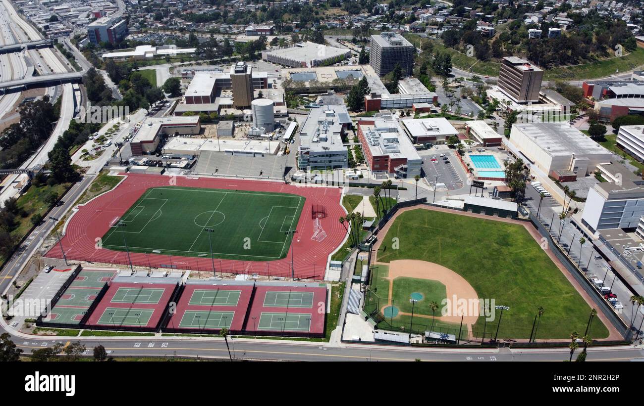 General overall aerial view of Jesse Owens Track and Reeder Field on ...