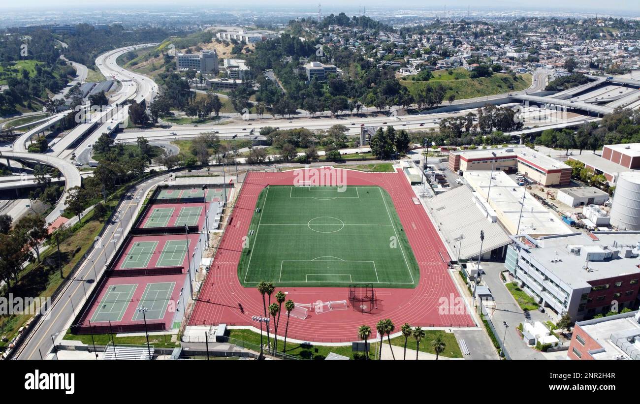 General overall aerial view of Jesse Owens Track on the campus of Cal State LA, Saturday,April ...