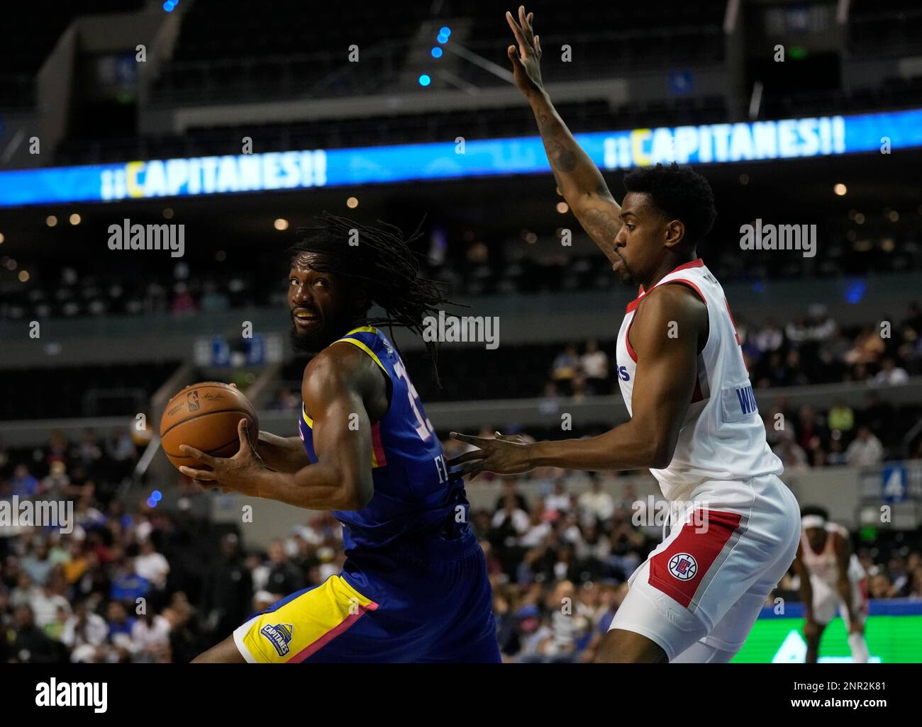 Mexico City Capitanes' Kennet Faried, left, drives to the basket agains ...