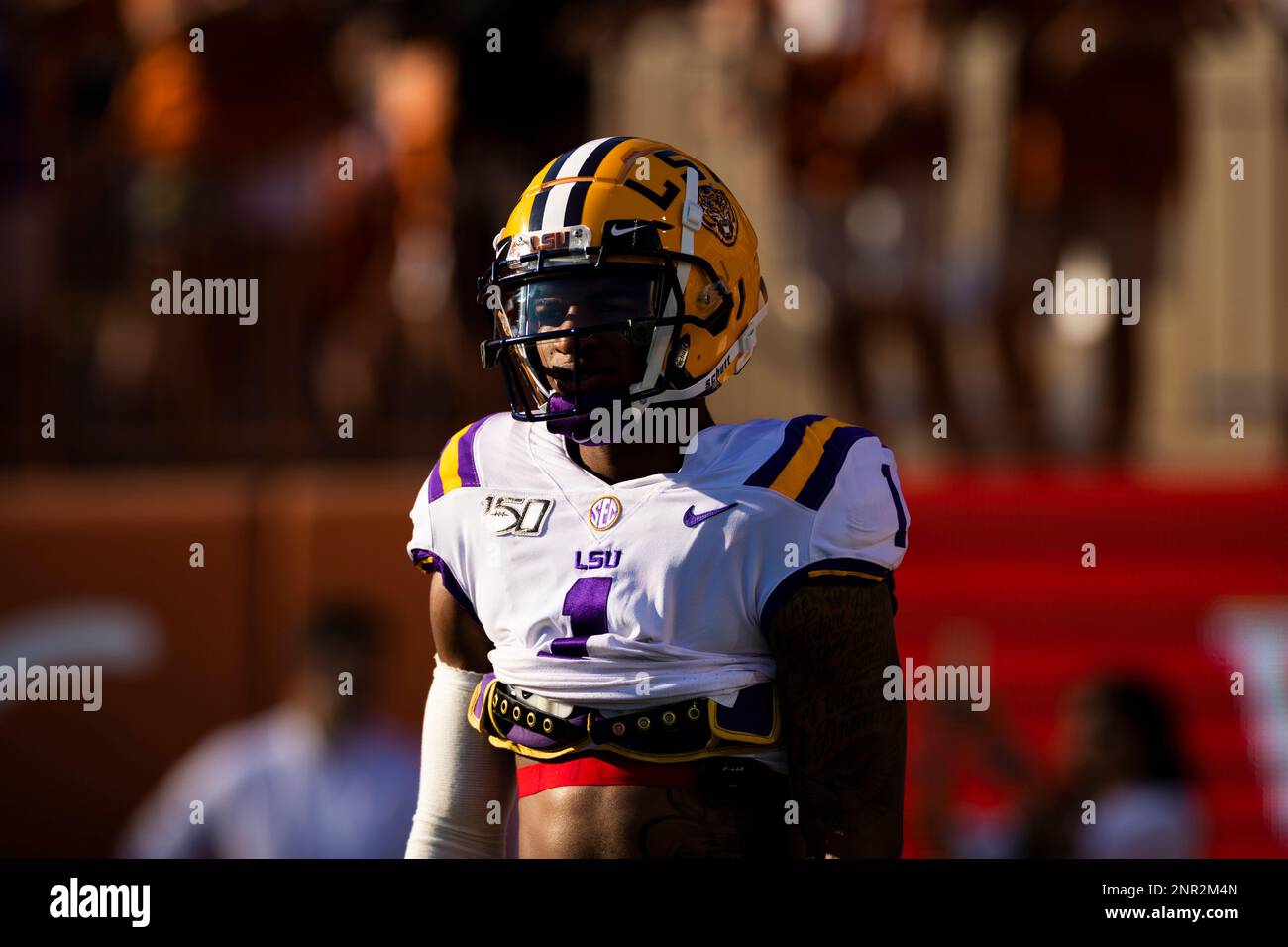 LSU Tigers wide receiver Ja'Marr Chase (1) before the NCAA college ...