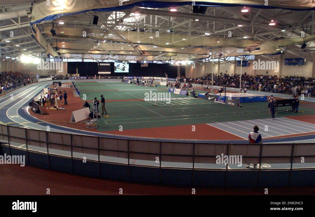 General overall view of the 5,000m race walk at the Reggie Lewis Track ...