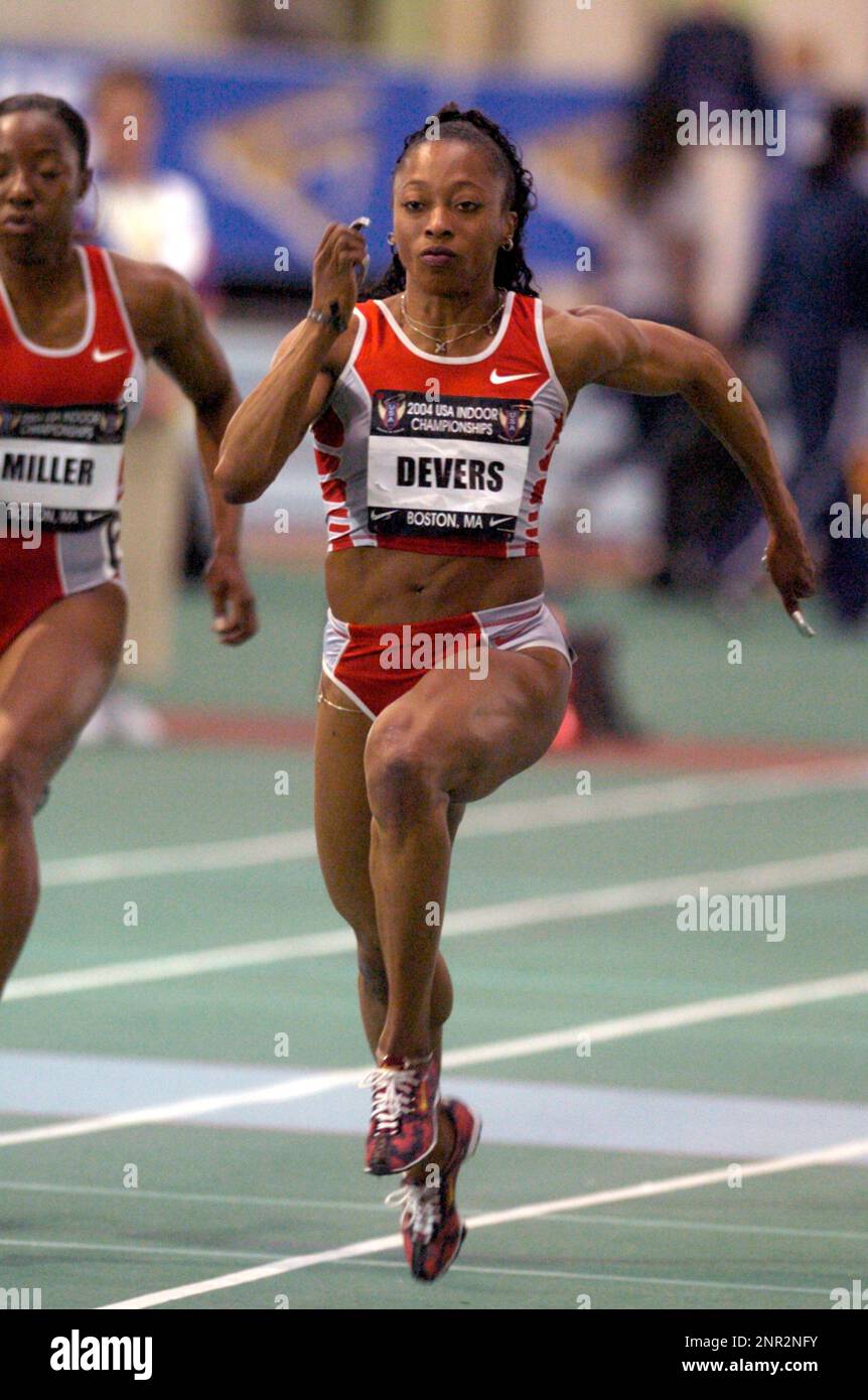 Gail Devers wins the women's 60 meters in 7.12 seconds in the USA Track ...