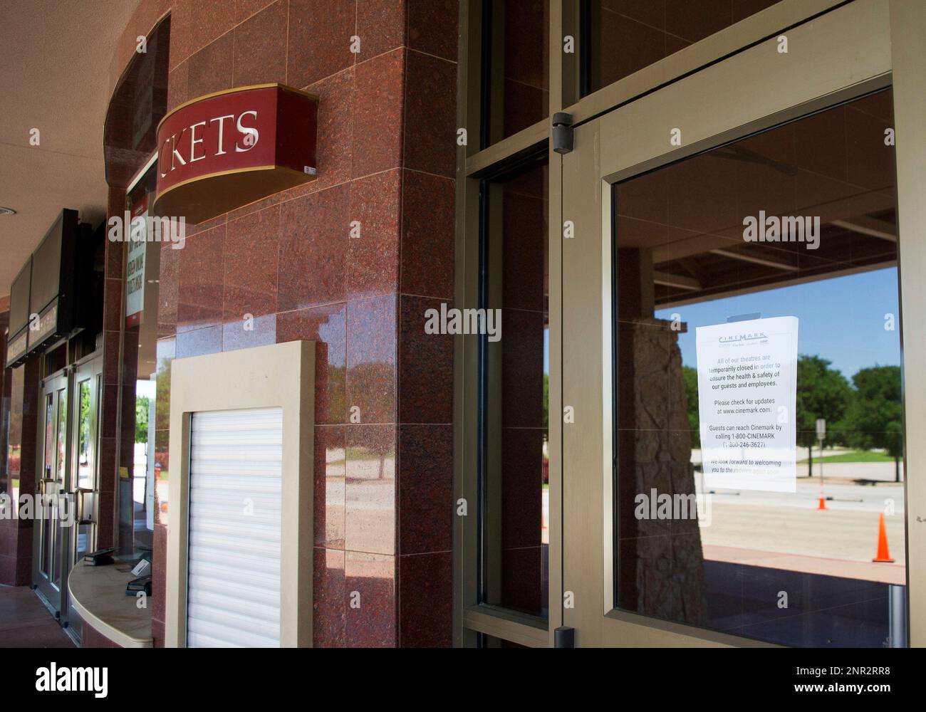 April 23 2020: The sign on the door of CineMark move theatre is closed ...