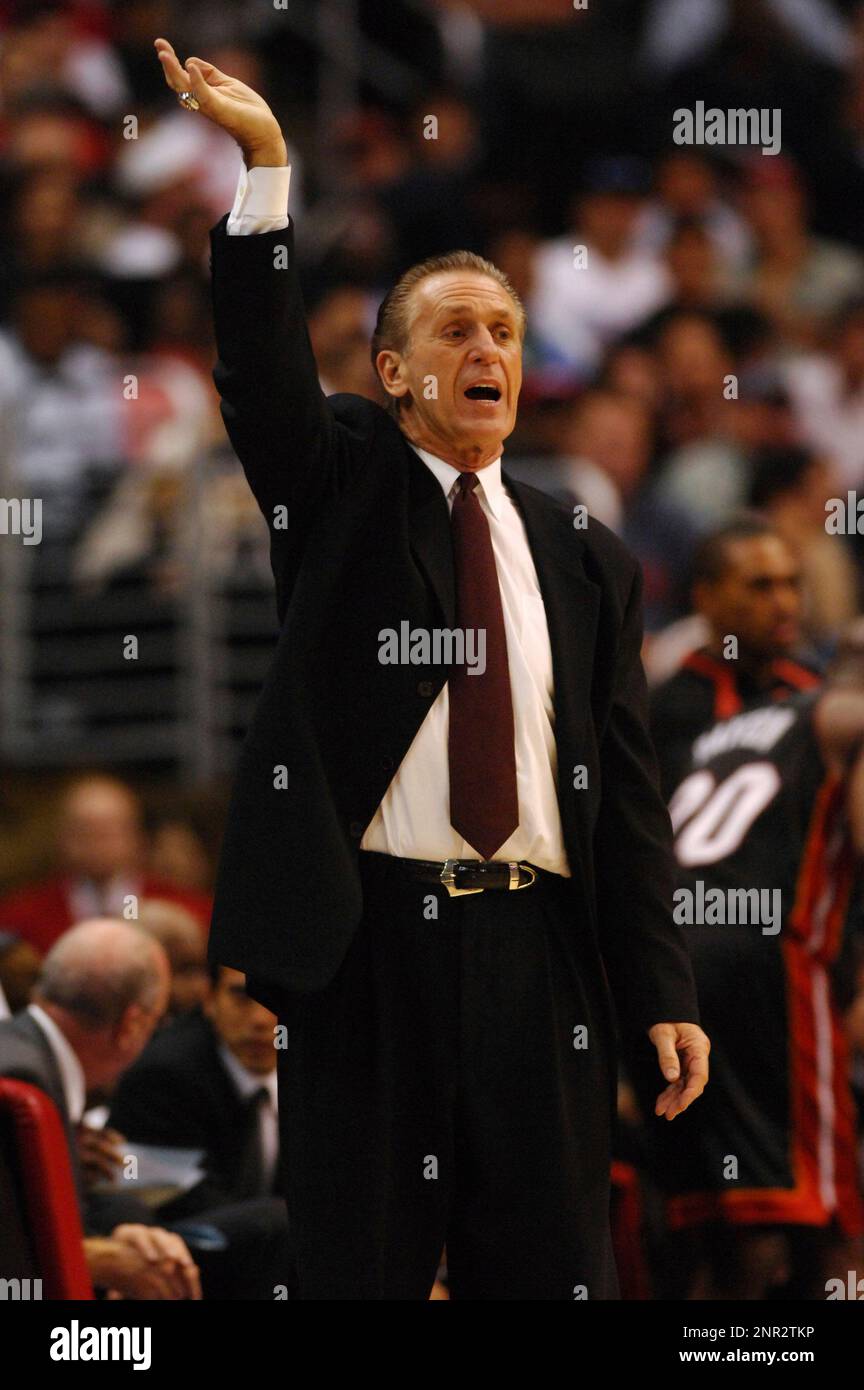 Miami Heat coach Pat Riley during 101-97 loss to the Los Angeles ...