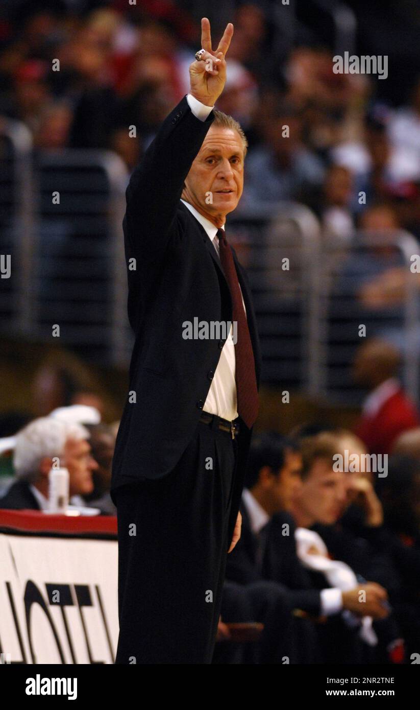 Miami Heat coach Pat Riley during 101-97 loss to the Los Angeles ...