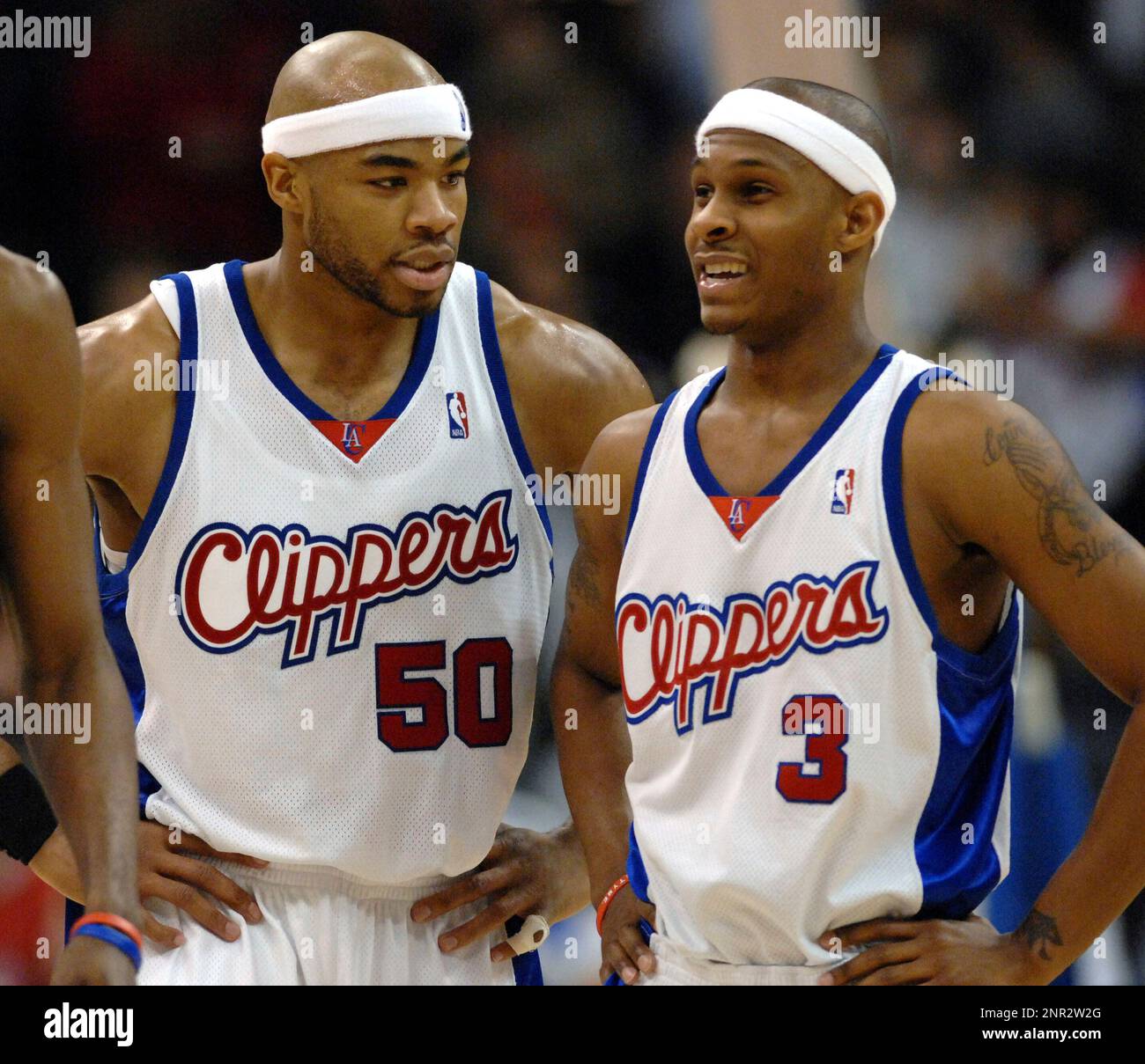 Corey Maggette (50) and Daniel Ewing of the Los Angeles Clippers during ...