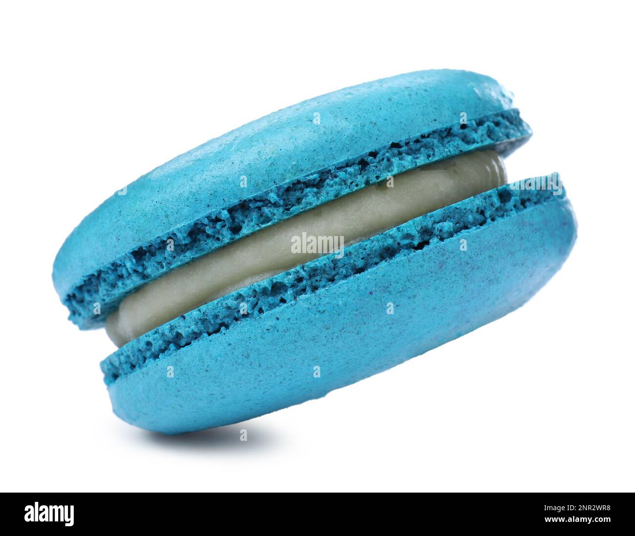 Light blue macaron isolated on white. Delicious dessert Stock Photo - Alamy