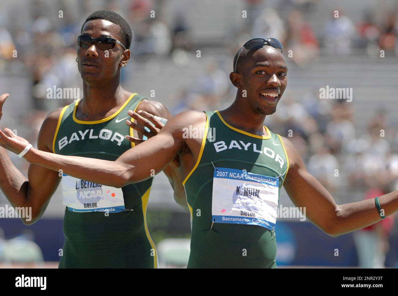 LeJerald Betters, left, and Kevin Mutai of Baylor celebrate after ...