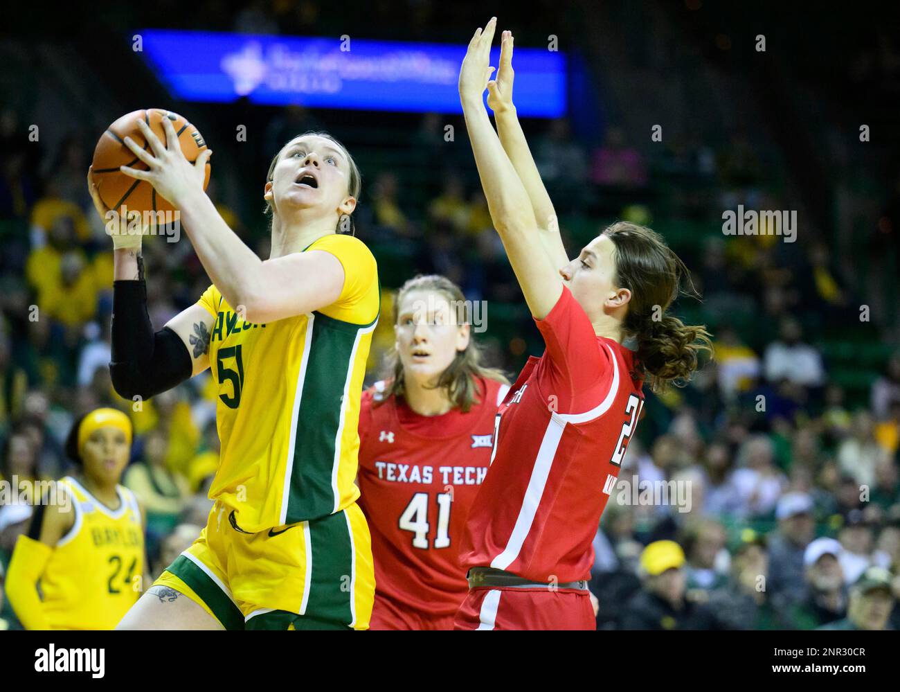 February 25 2023: Baylor Lady Bears forward Caitlin Bickle (51) shoots ...
