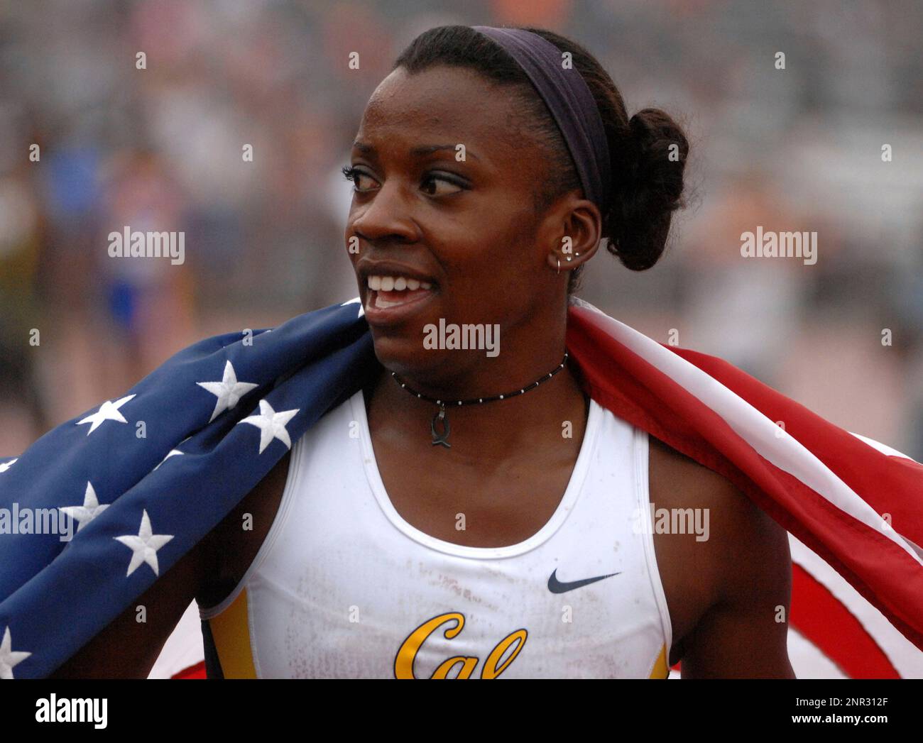 Alysia Johnson aka Alysia Montano celebrates with a United States flag ...