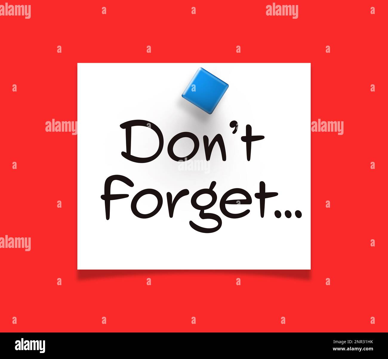 Note with text Don't forget hanging on red background Stock Photo - Alamy