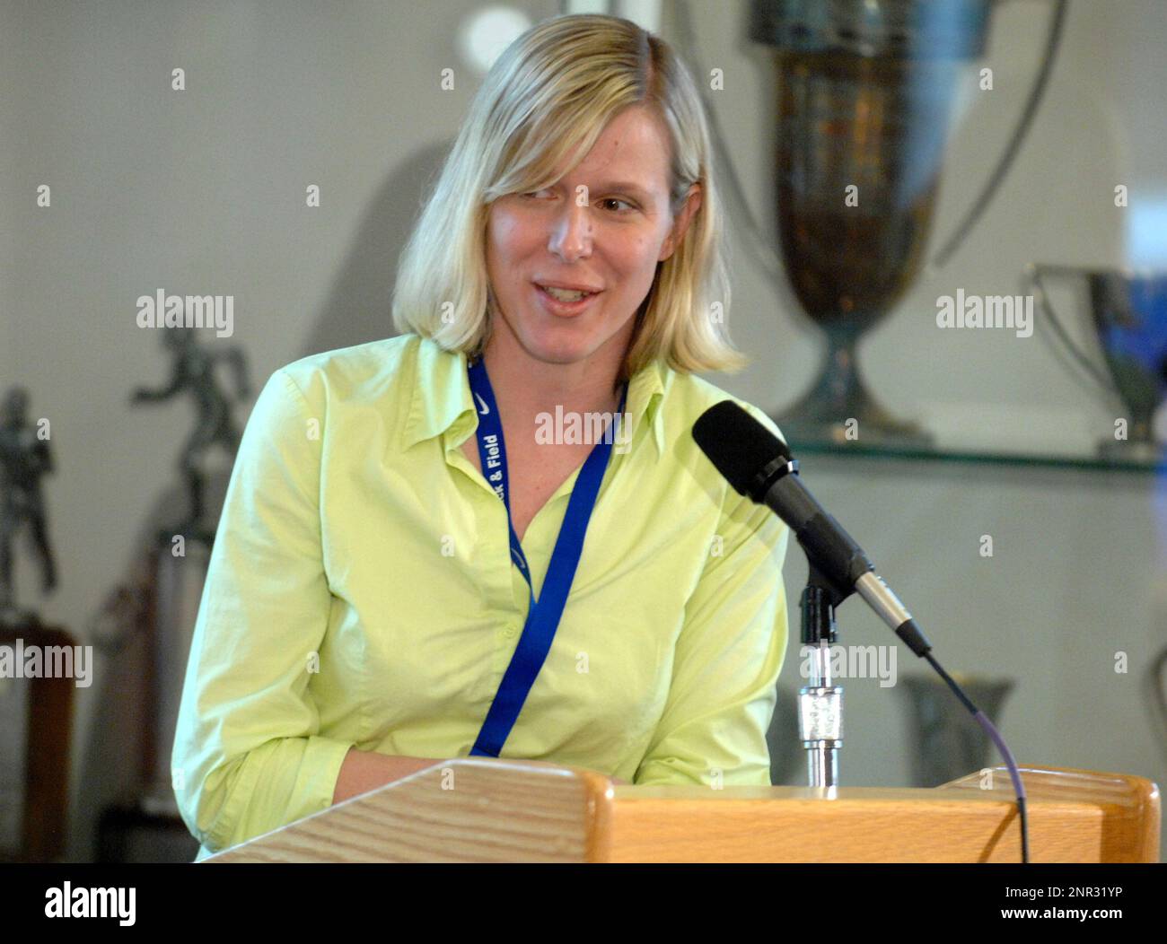 USA Track & Field Director of Communications Jill M. Geer moderates the ...