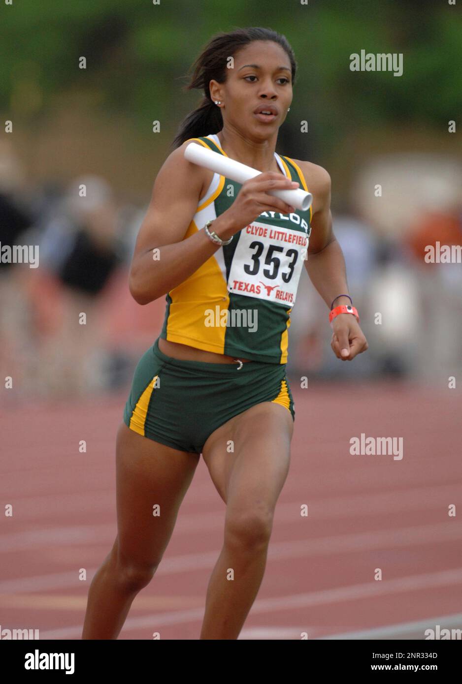 Tiana Hood runs a leg on Baylor women's 4 x 400-meter relay that placed ...