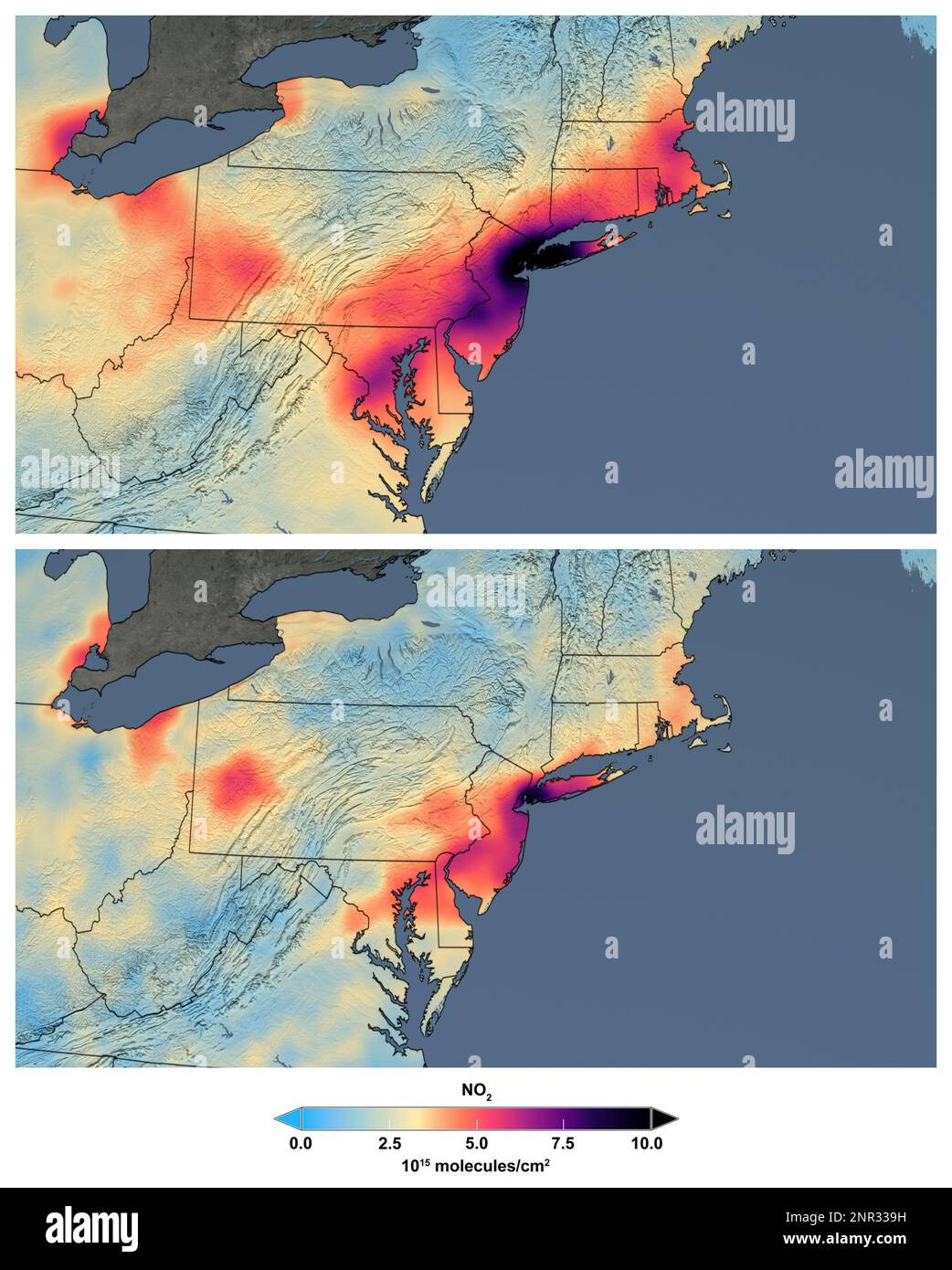 These maps made available by NASA shows the average concentration of ...