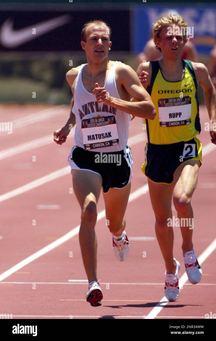 Mark Matusak outsprints Galen Rupp of Oregon to win the Junior 1,500 ...