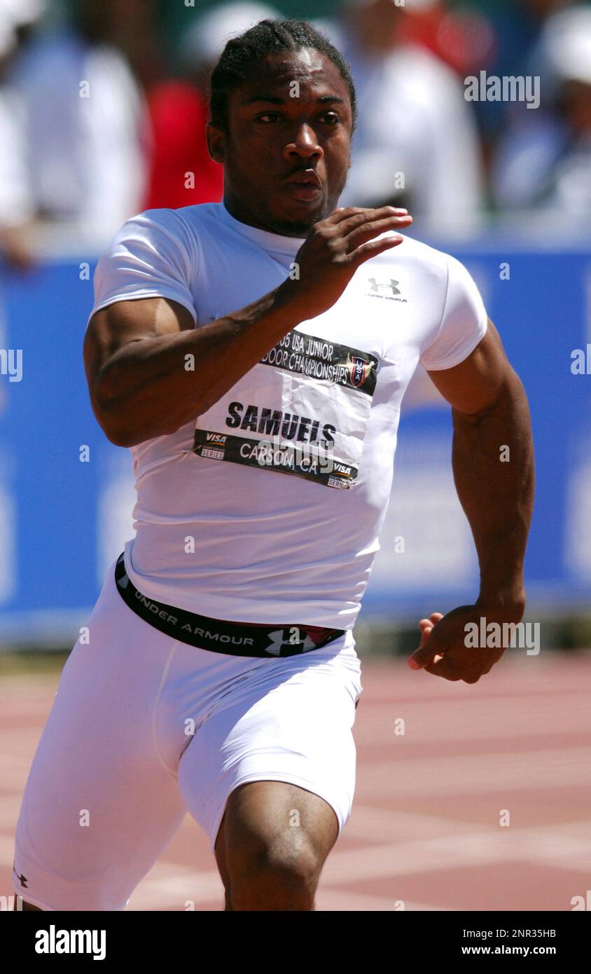 J-Mee Samuels wins Junior 200-meter heat in 21.10 in the USA Track ...