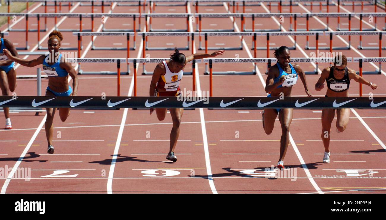 Michelle Perry (second from left) defeats Joanna Hayes (right) to win ...