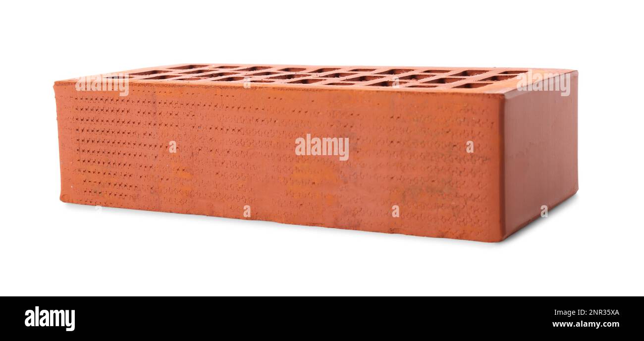 One red brick isolated on white. Building material Stock Photo - Alamy