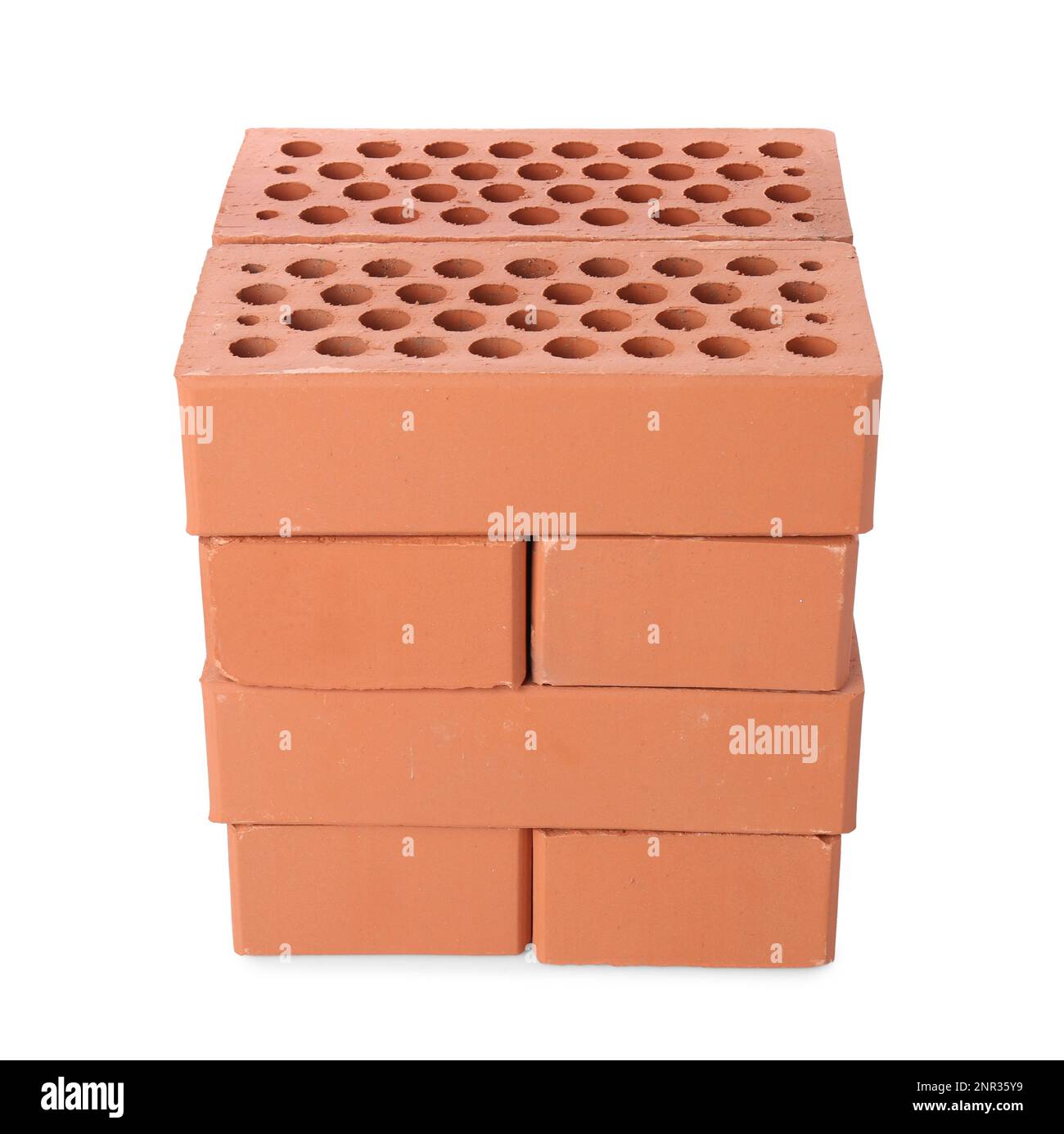 Many red bricks on white background. Building material Stock Photo - Alamy