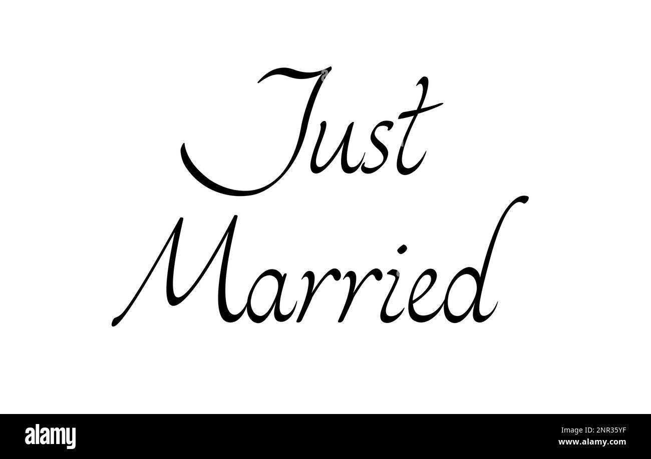 Text Just Married on white background. Wedding day Stock Photo - Alamy