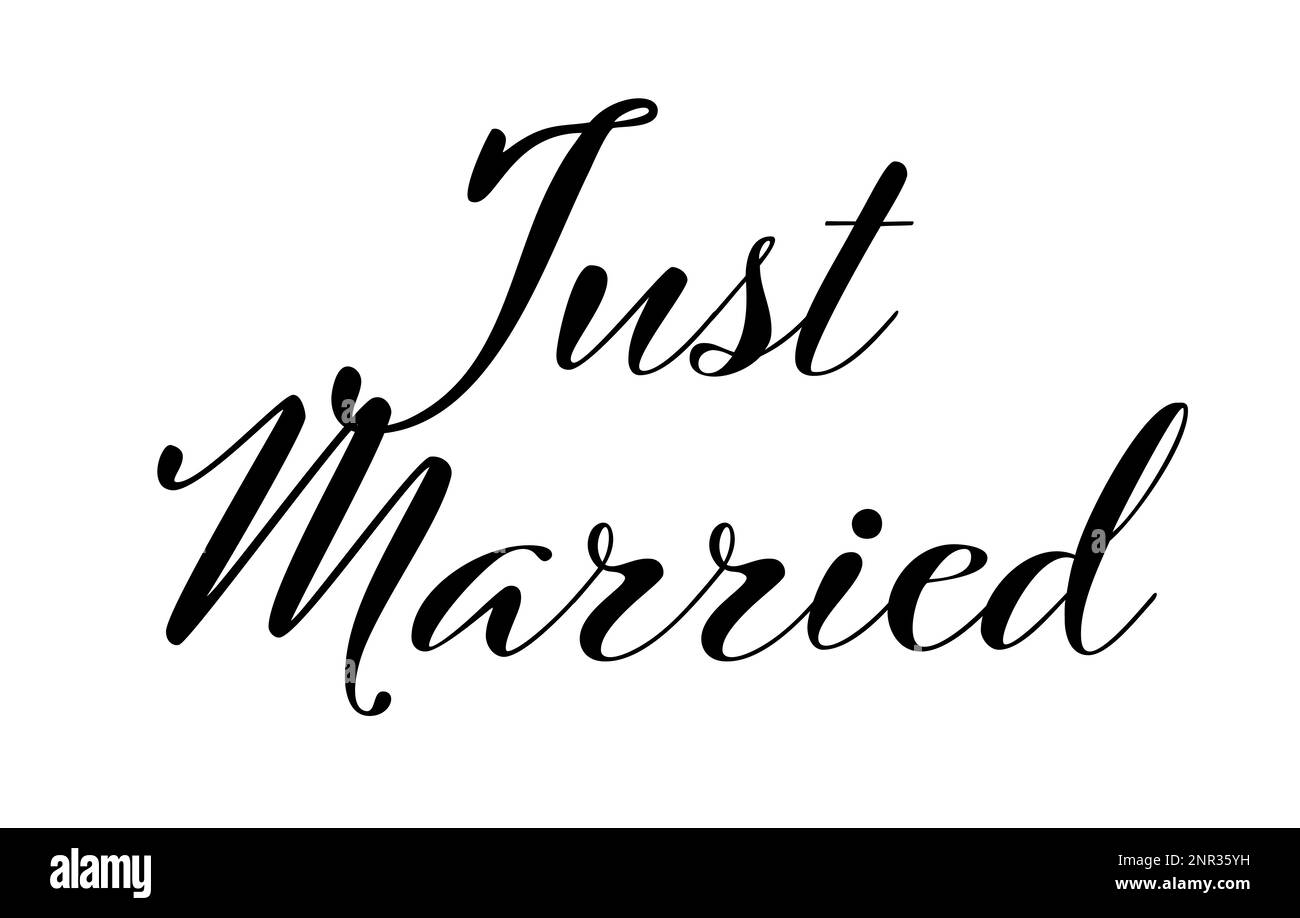 Text Just Married on white background. Wedding day Stock Photo - Alamy