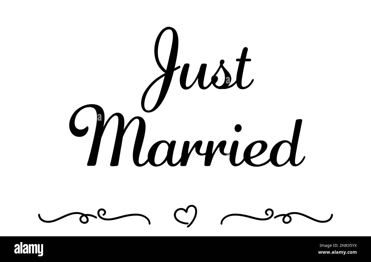 Text Just Married on white background. Wedding day Stock Photo - Alamy