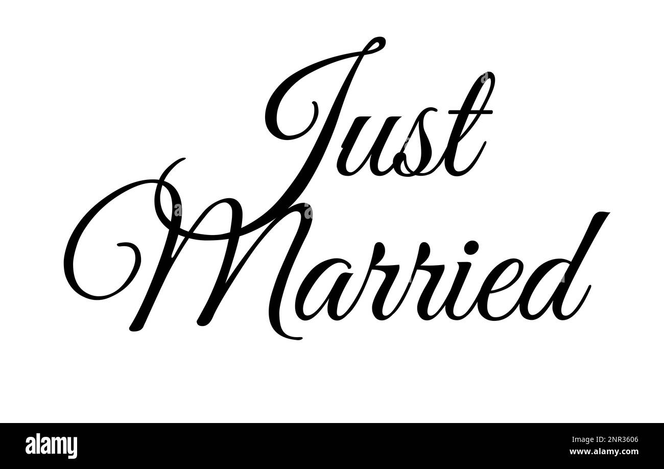 Text Just Married on white background. Wedding day Stock Photo - Alamy
