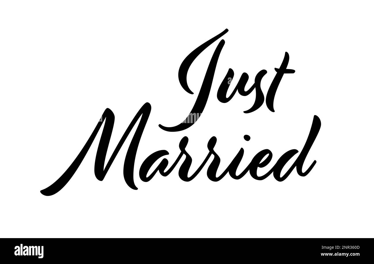 Text Just Married on white background. Wedding day Stock Photo - Alamy