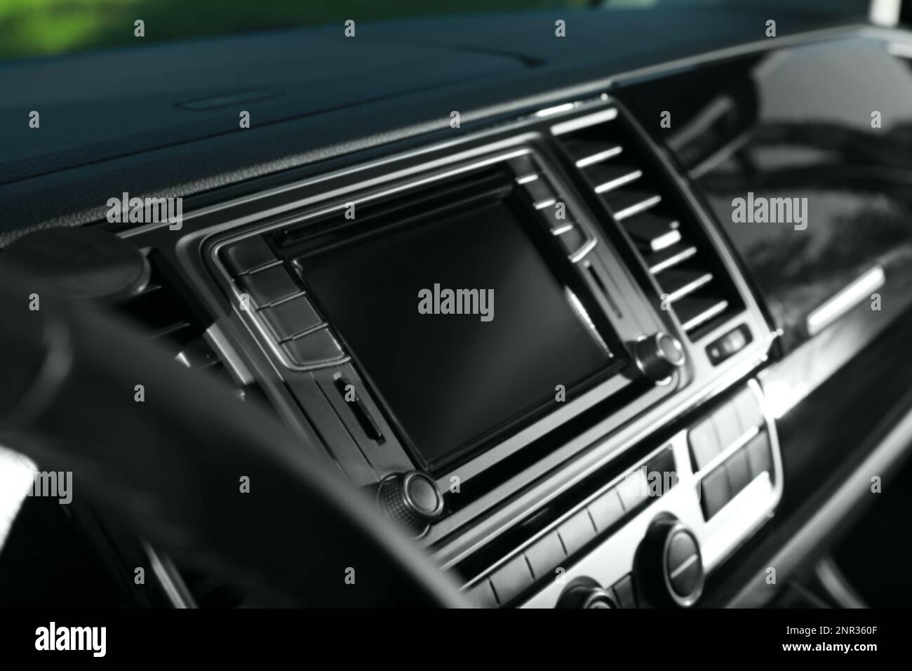 View of dashboard with navigation system in modern car Stock Photo - Alamy