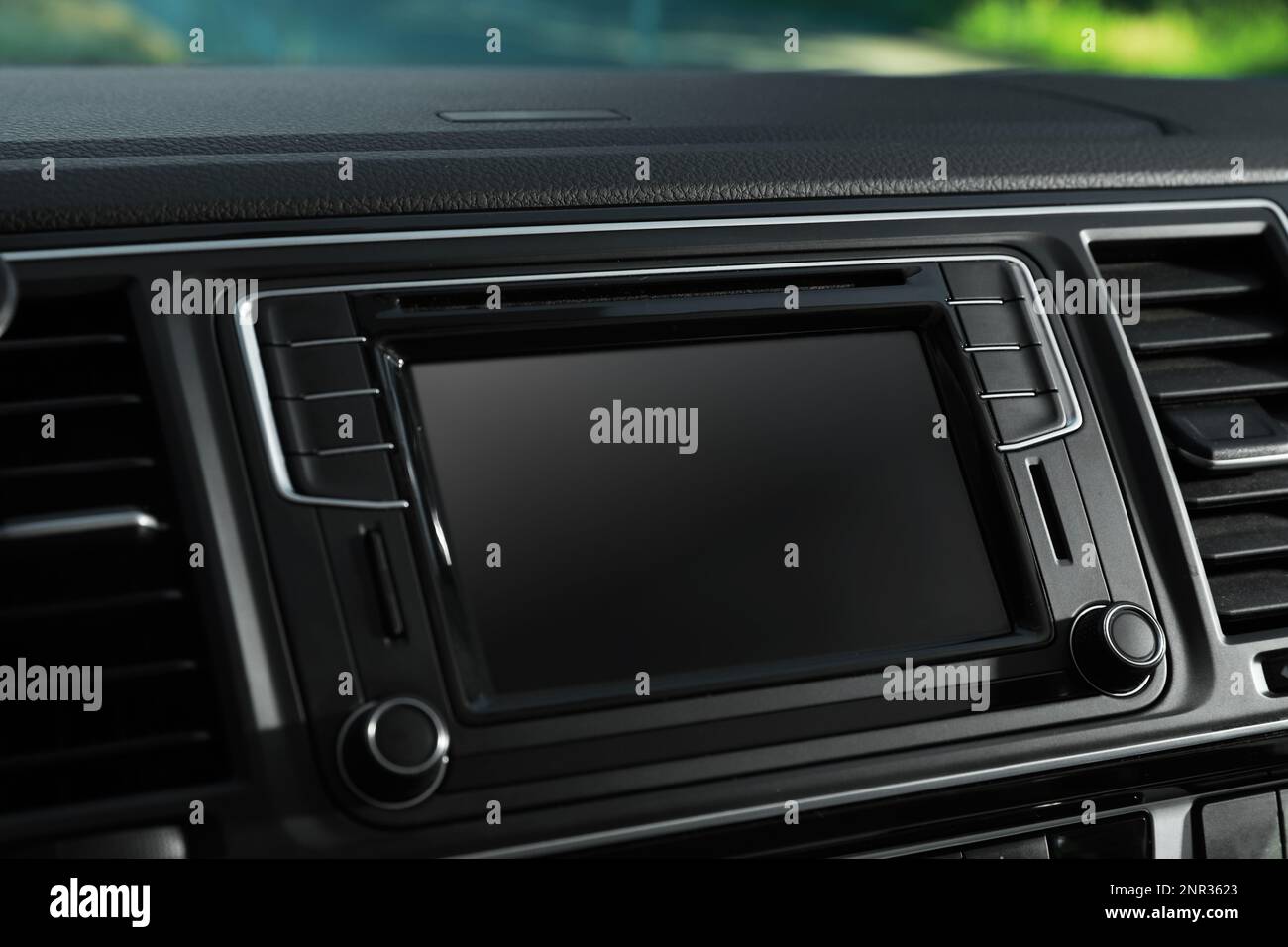 Closeup view of dashboard with navigation system in modern car Stock ...