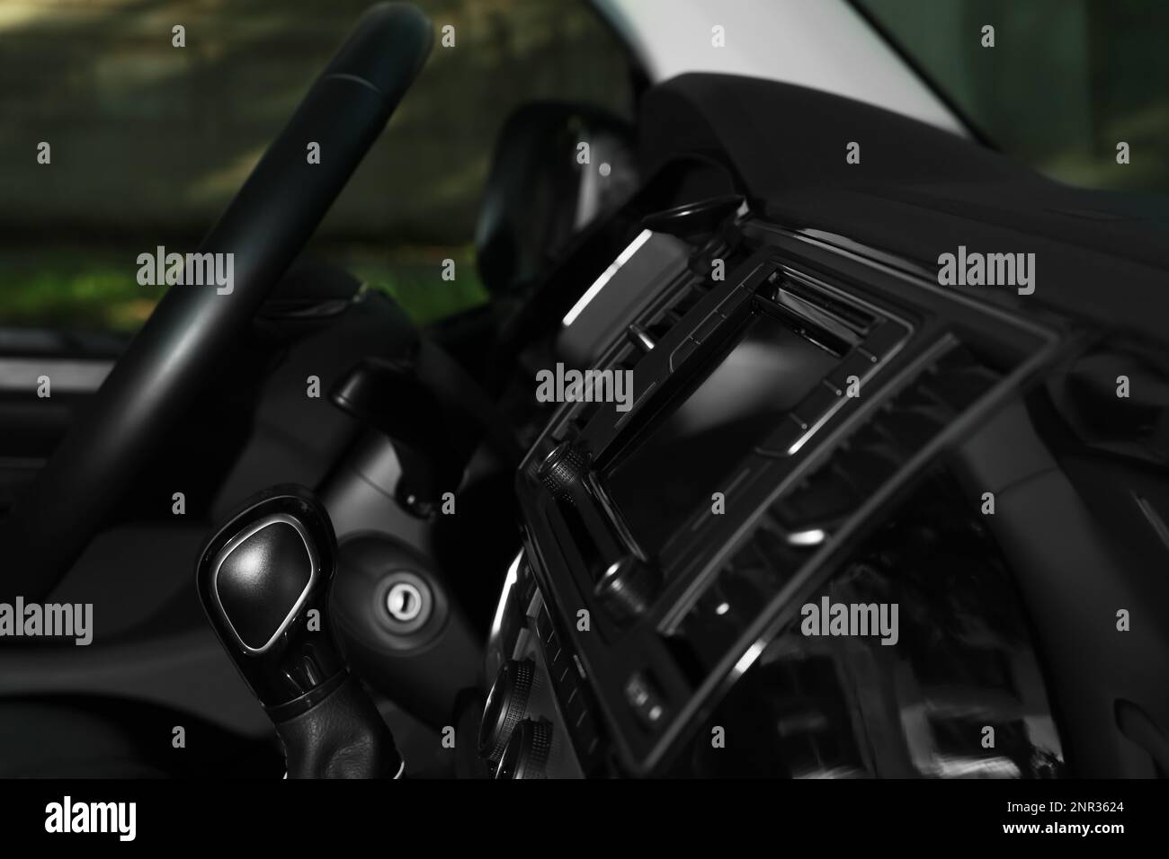 View of dashboard with navigation system in modern car Stock Photo - Alamy