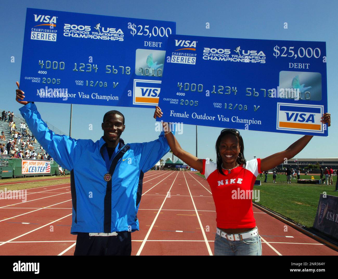 Kerron Clement (left) and Sanya Richards aka Sanya Richards-Ross were ...