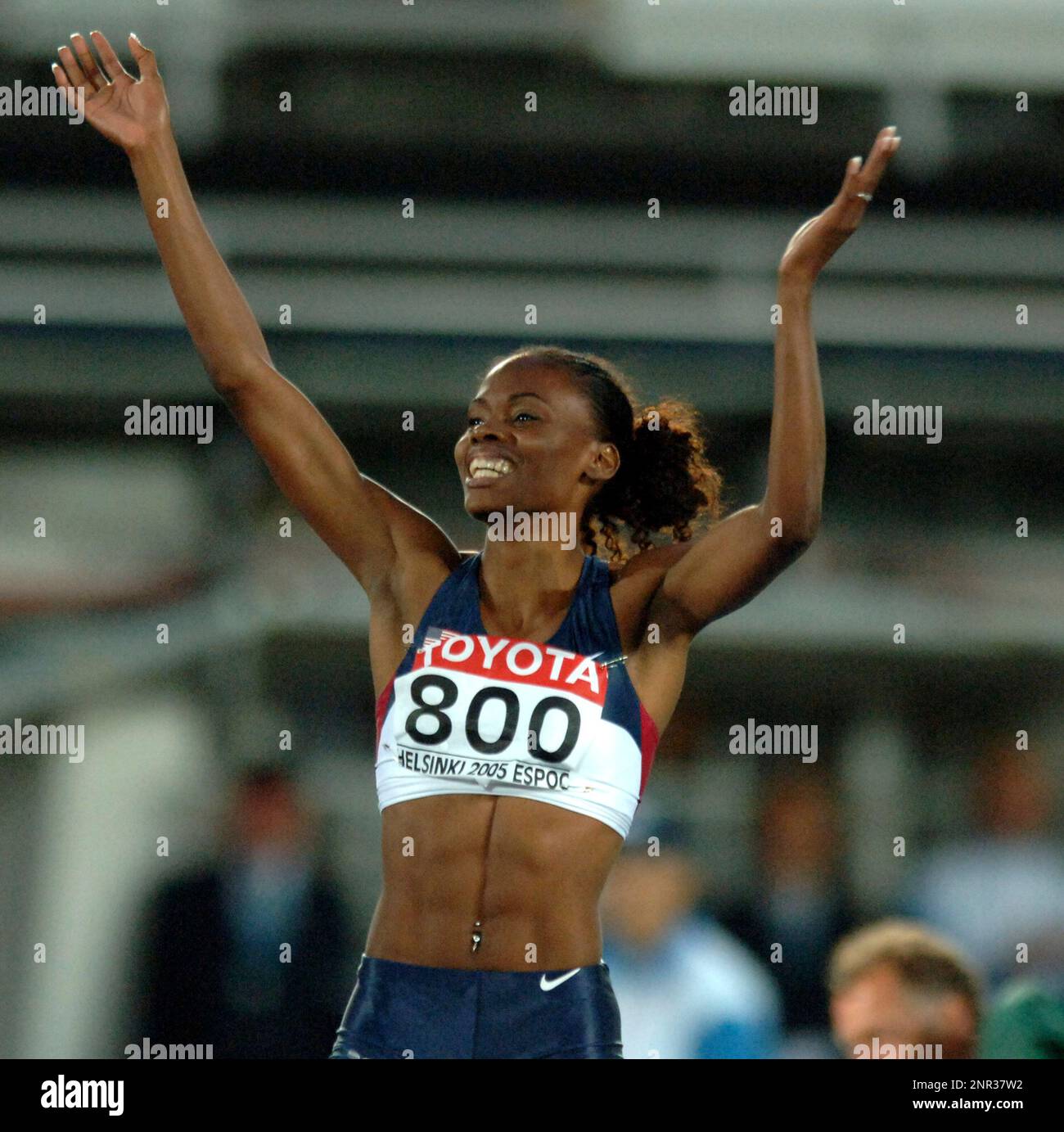 Chaunte Howard aka Chaunte Lowe of the United States celebrates a ...