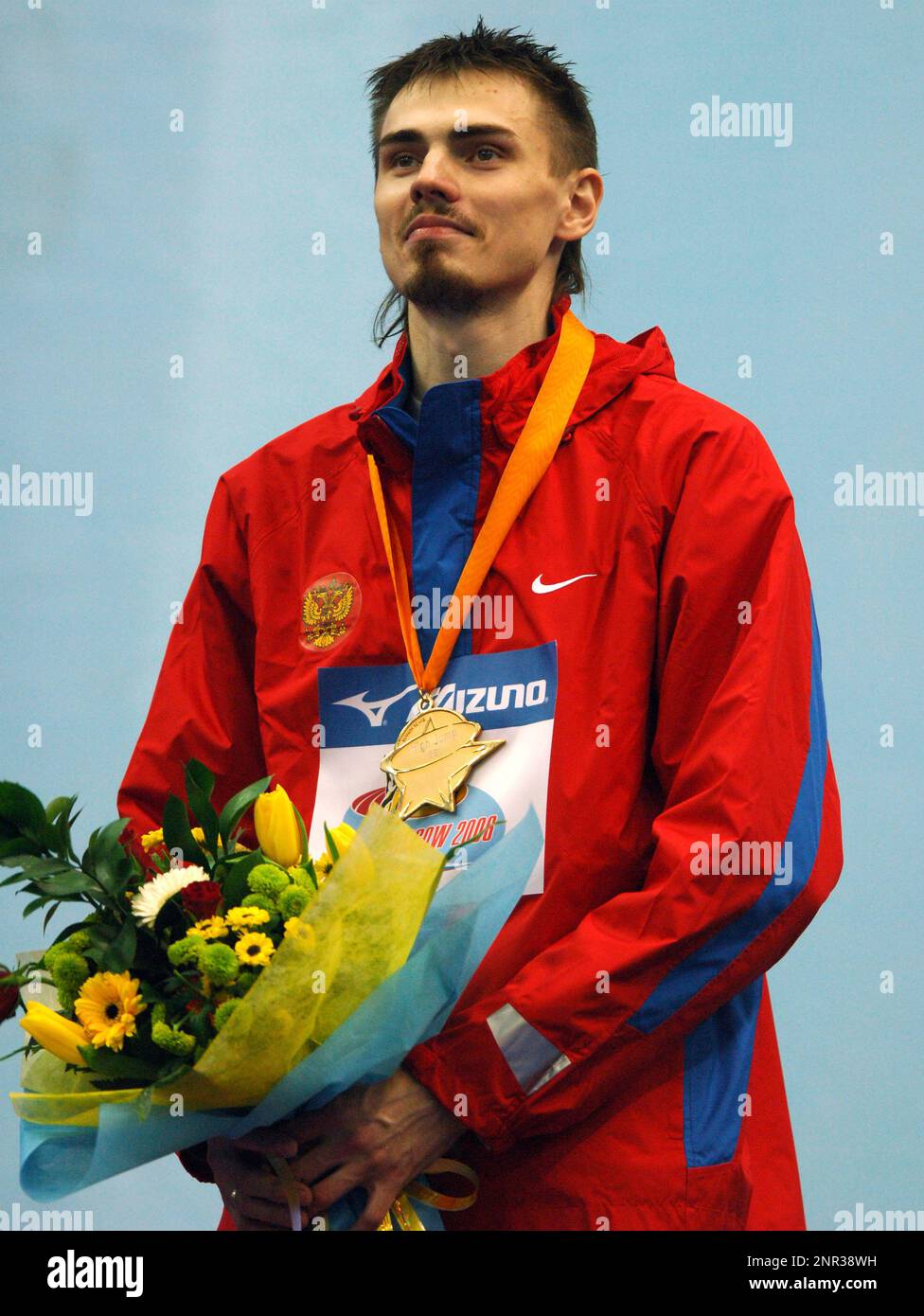 Yaroslav Rybakov of Russia on the awards podium with gold medal after ...