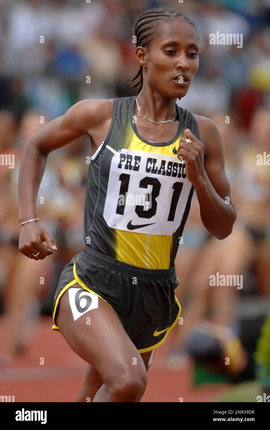 Gelete Burka of Ethiopia won the women's 1,500 meters in a meet-record ...