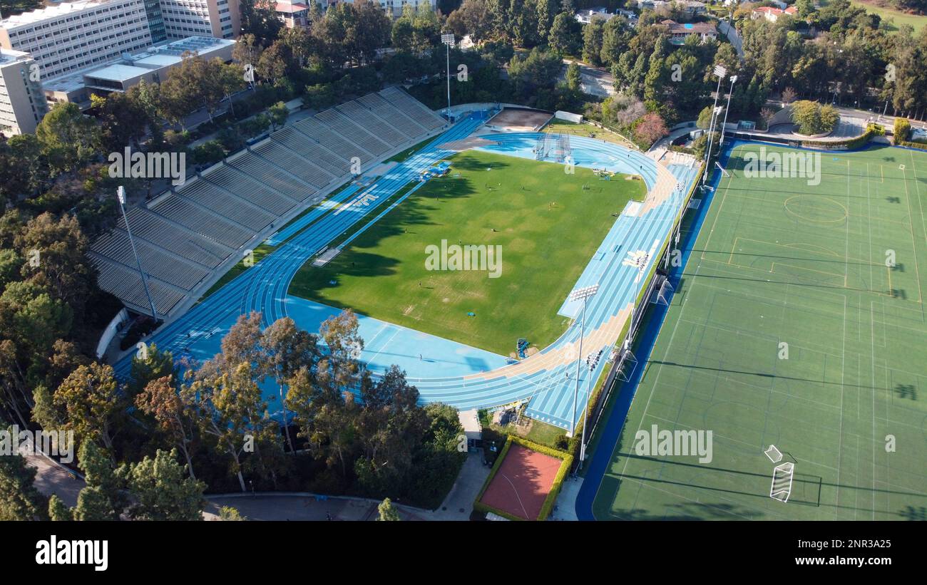 General overall view of Drake Stadium and Marshall Field on the campus ...