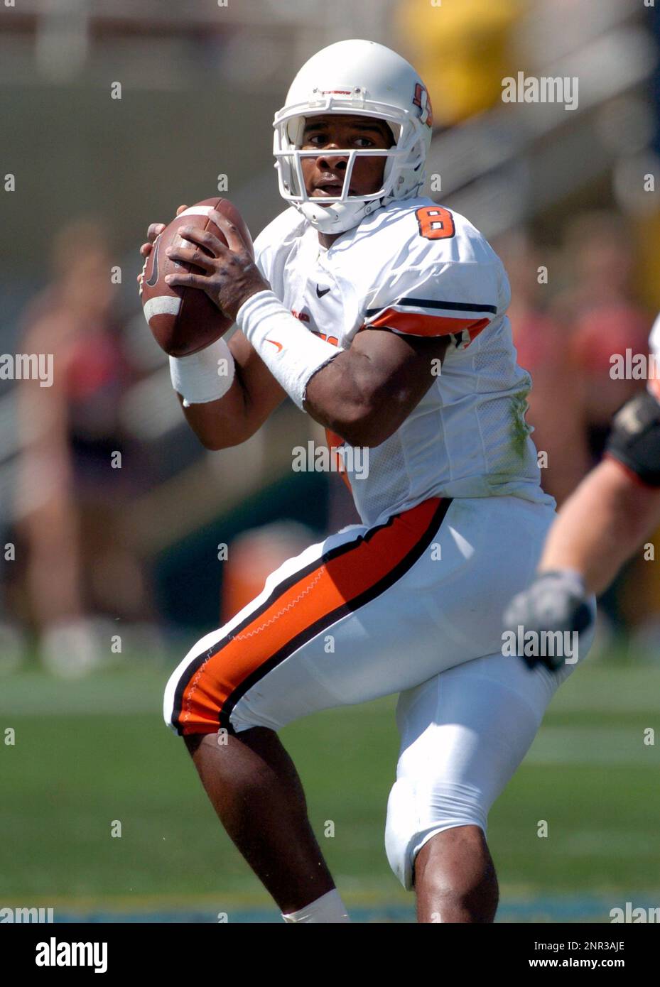 Oklahoma State quarterback Donovan Woods drops back to pass during the ...