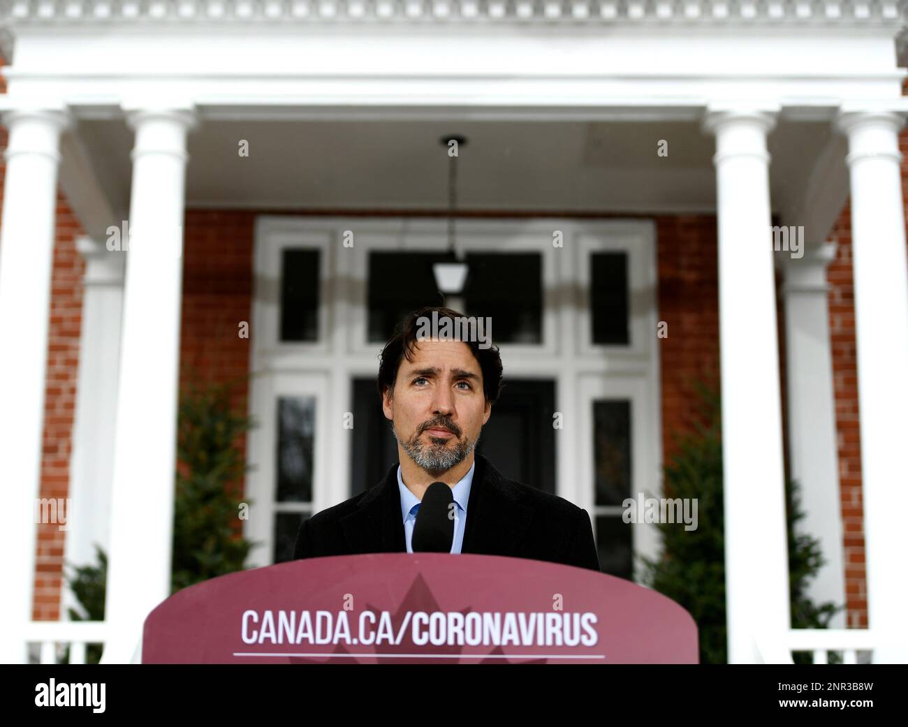 Prime Minister Justin Trudeau speaks during his daily press conference ...