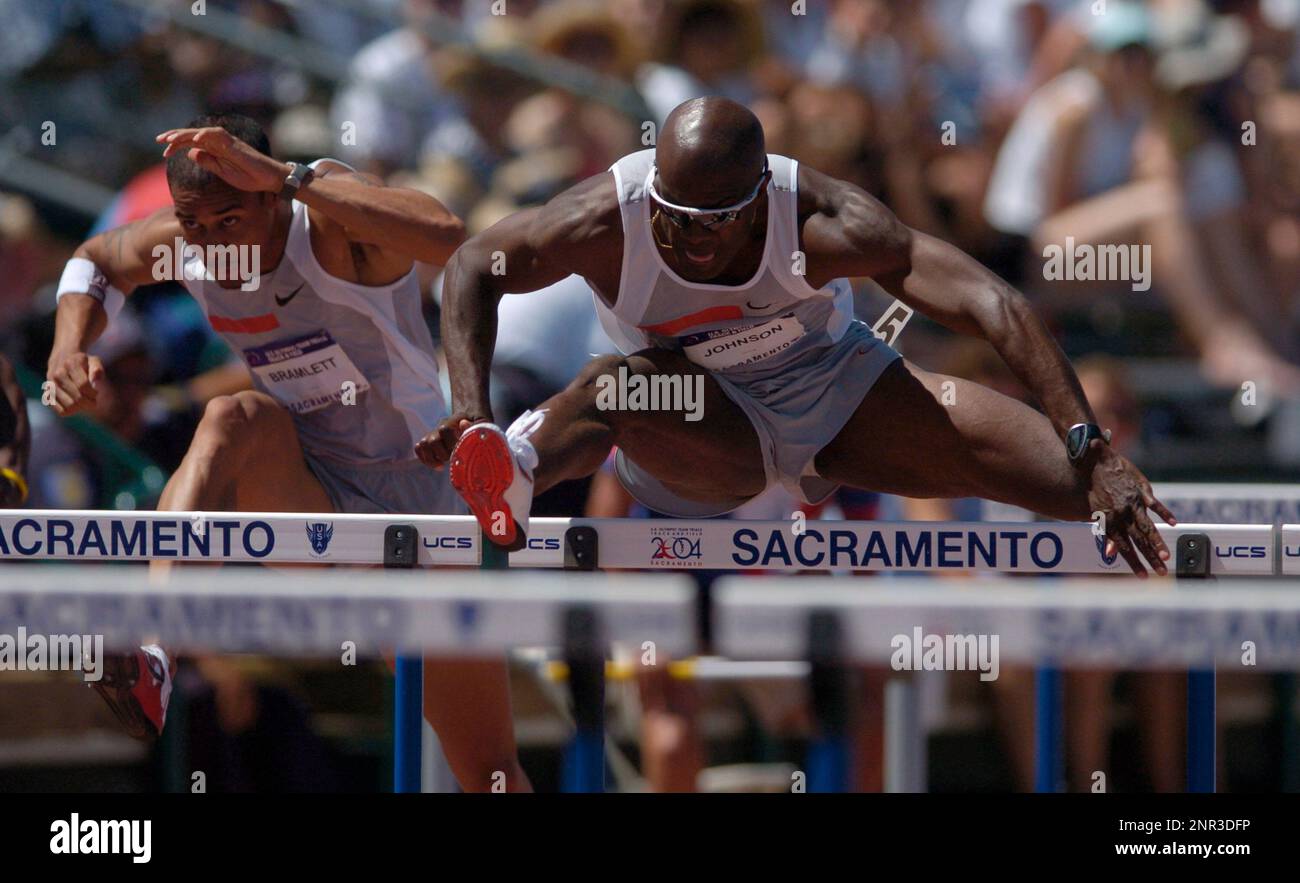 Allen Johnson was second in the men's 110-meter high hurdles 13.17 in ...