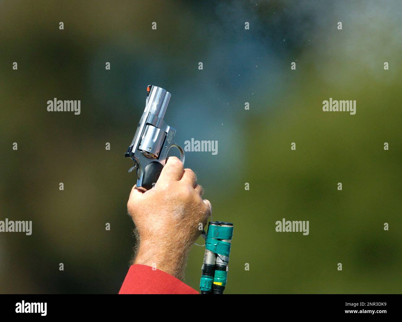 General overall view of a starter's pistol gun in the U.S. Olympic ...