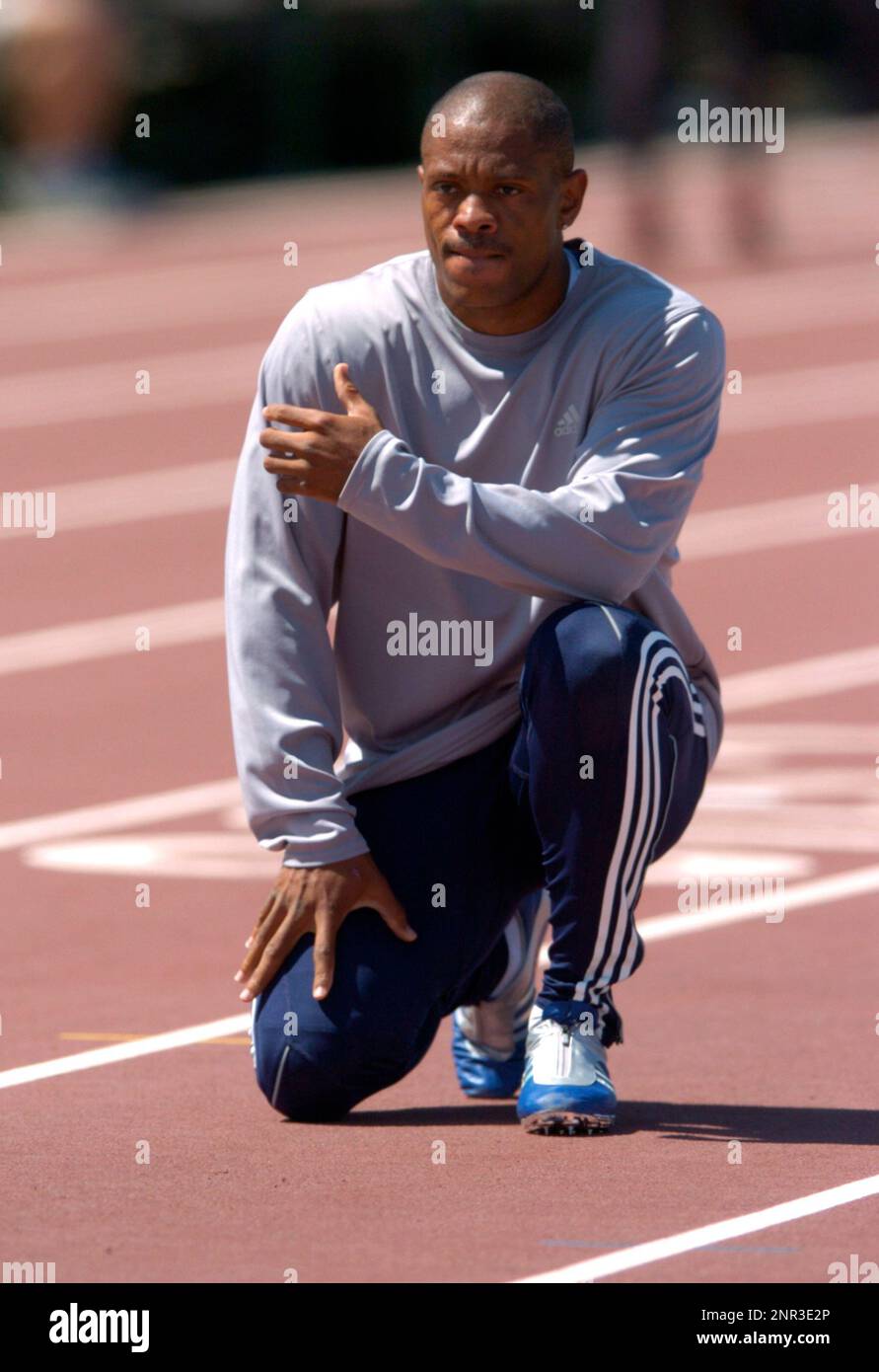 Maurice Greene stares down track before first-round heat in men's 100 ...